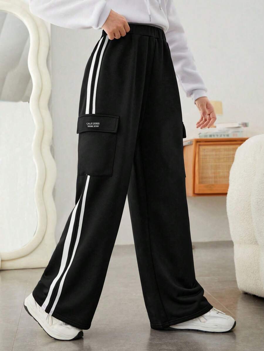 SHEIN Kids SPRTY Tween Boys' Baggy Sports Jacquard Lettered Camo Cargo ...