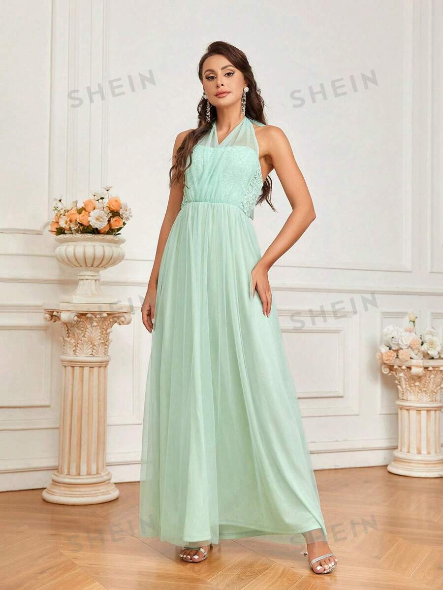 SHEIN Belle Romantisches fließendes Kleid für Frauen mit Saum ...