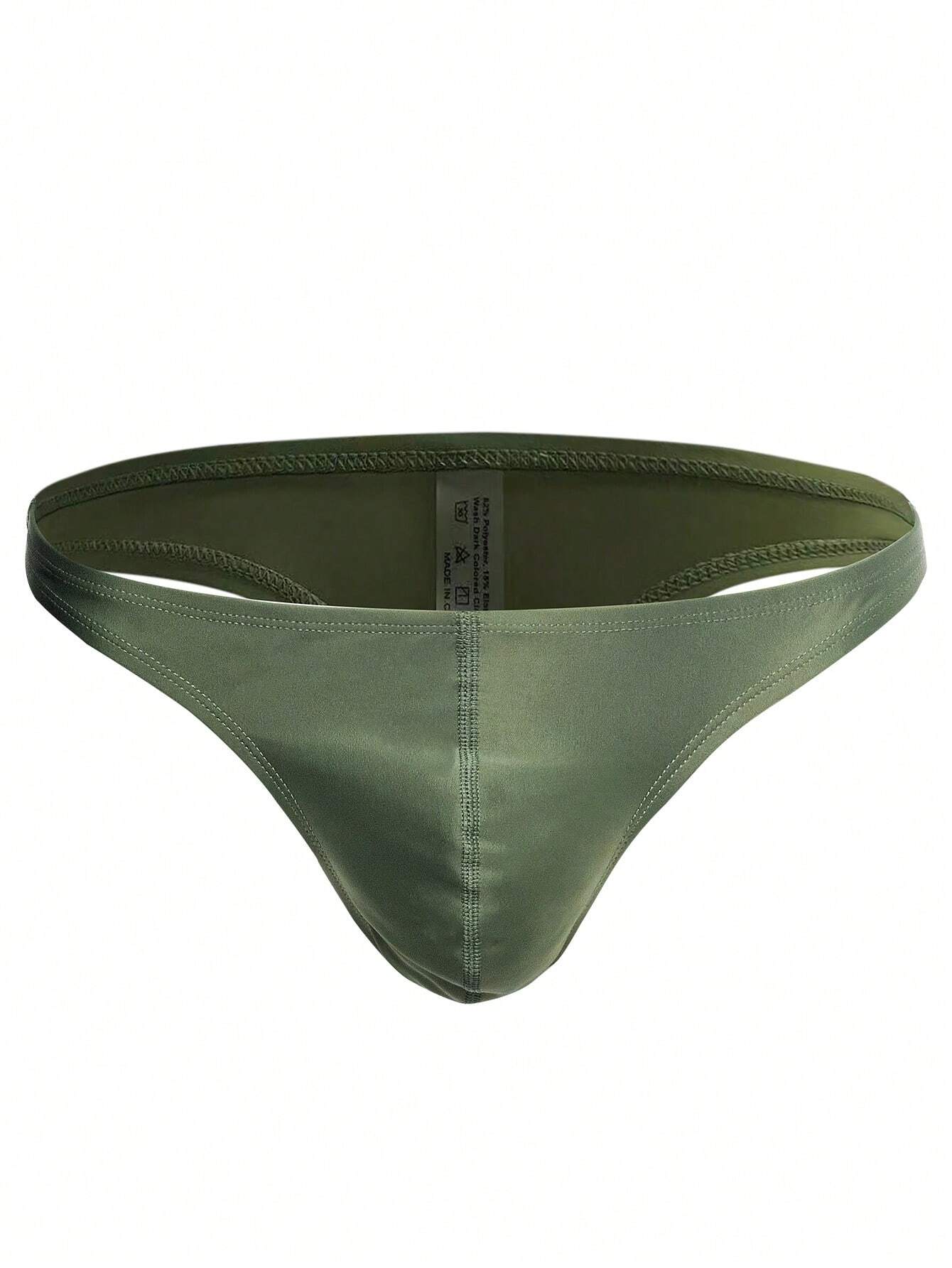 Manfinity Swimmode Men's Solid Color Green Triangle Swim Briefs For ...