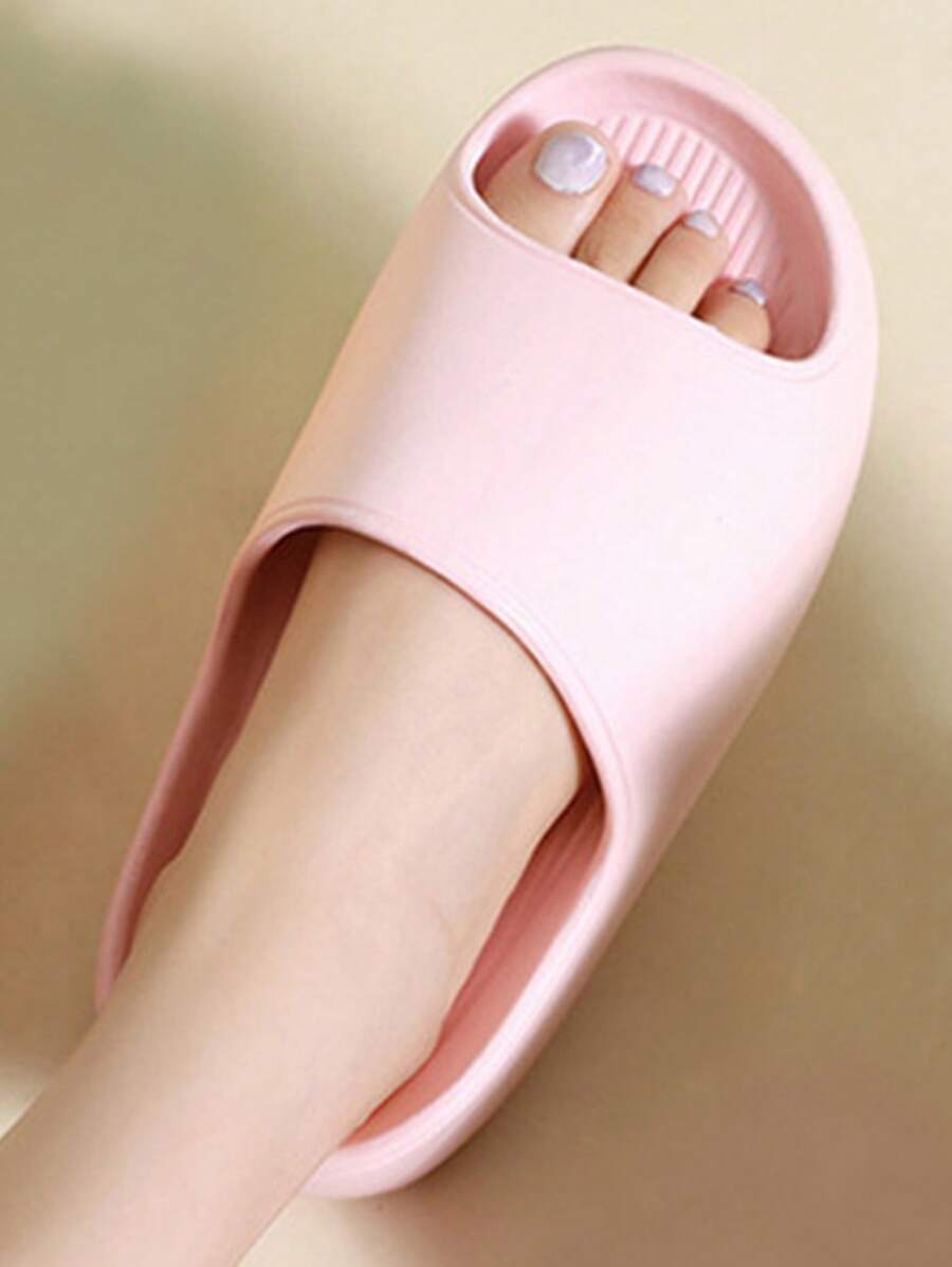 Women's Plastic Slippers, New 2025 Summer Thick Bottom Soft Solid Color ...