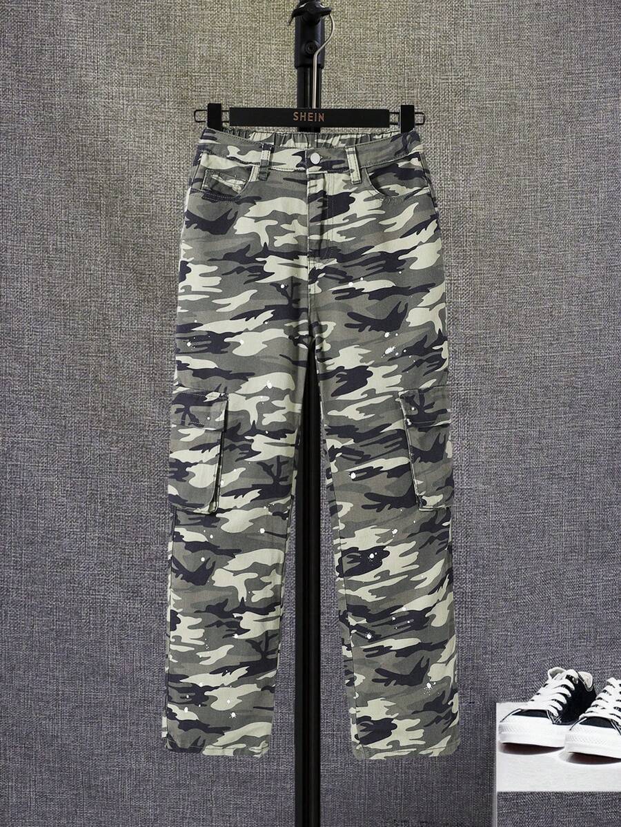 SHEIN Tween Boys' Camouflage Printed Straight Leg Denim Jeans With Flap ... SHEIN Tween Boys' Camouflage Printed Straight Leg Denim Jeans With Flap ...