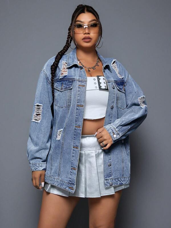 Plus Size Denim Jackets | Fashion Plus Size Denim Jackets | SHEIN USA