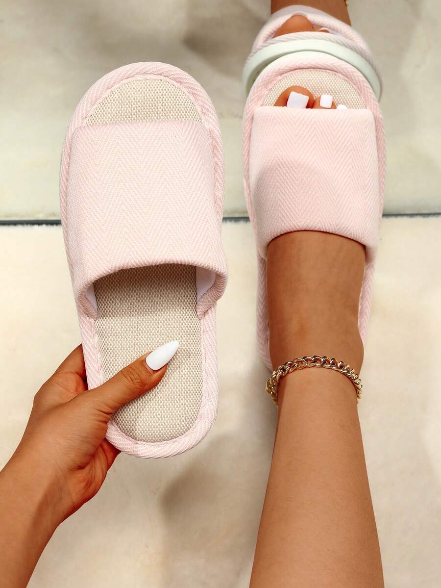 2024 Season Linen Slippers For Women Men, Home Use Anti-Slip Floor ...