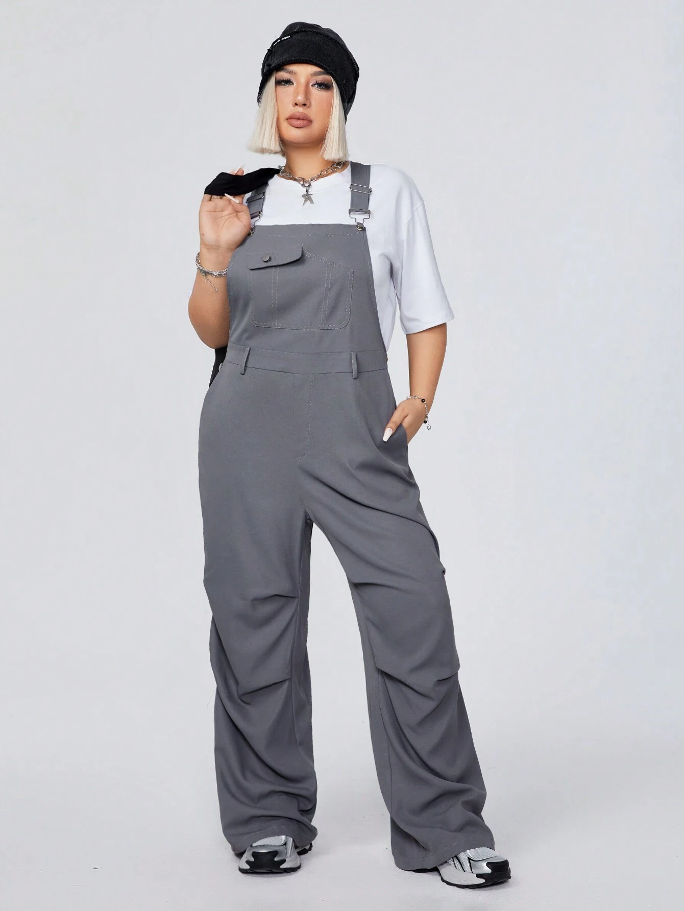 SHEIN Coolane Plus Size Women's 2024 Streetwear Loose Fit Overalls ...