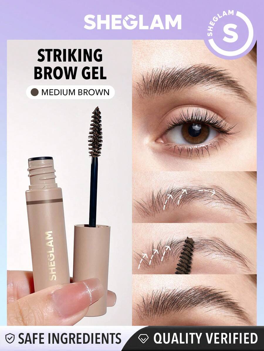 SHEGLAM Striking Brow Gel-Medium Brown Waterproof Eyebrow Cream Long ...