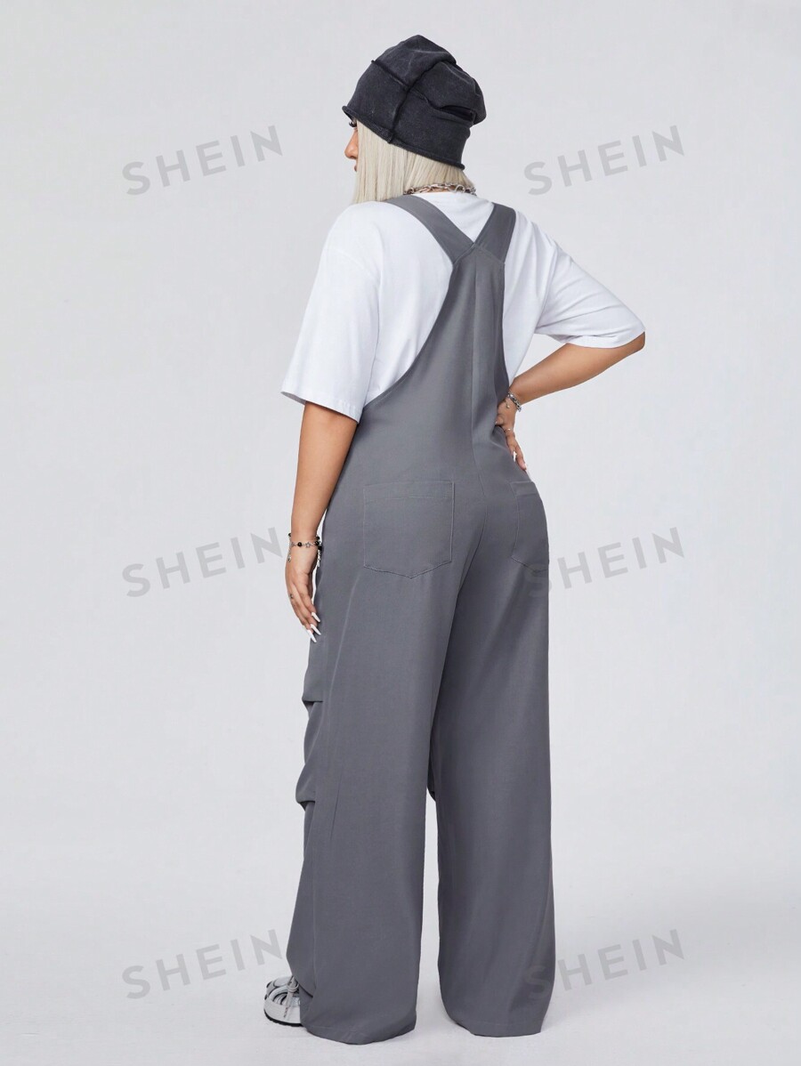 SHEIN Coolane Plus Size Women's 2024 Streetwear Loose Fit Overalls ...