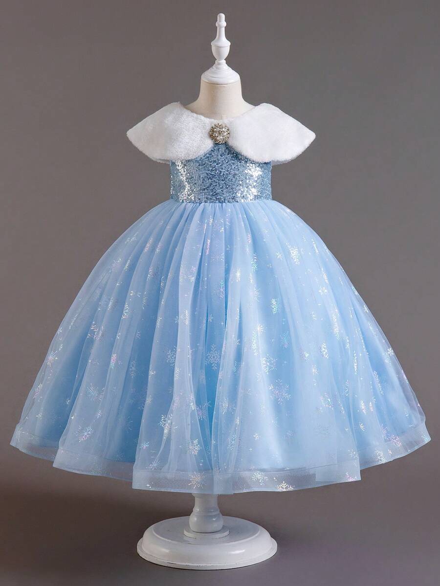 Young Girl Gorgeous Long Princess Dress, Ideal For Birthday Party And ...