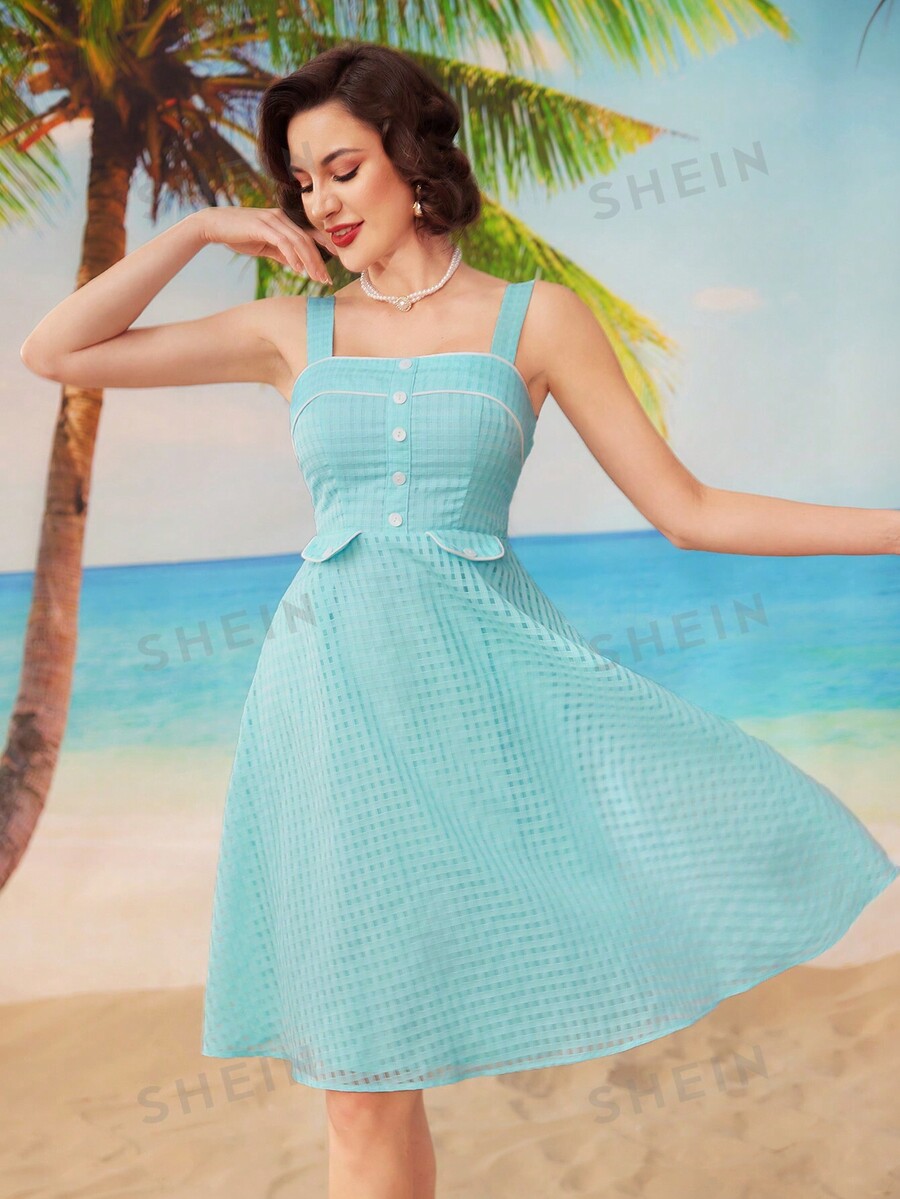 SHEIN DECDS Women's Vintage Island Style Vacation Dress With Color ...