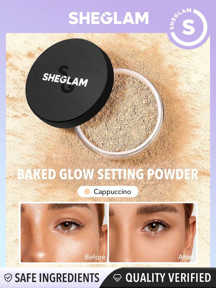 SHEGLAM Baked Glow Setting Powder-Cappuccino Oil Control Loose Setting ...