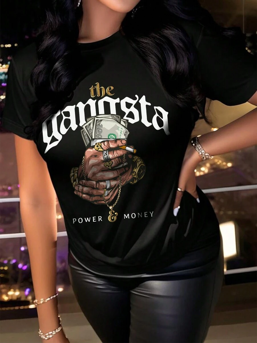 Slaydiva Dollar Pattern Hand Printed Power Money Casual Loose Round ...