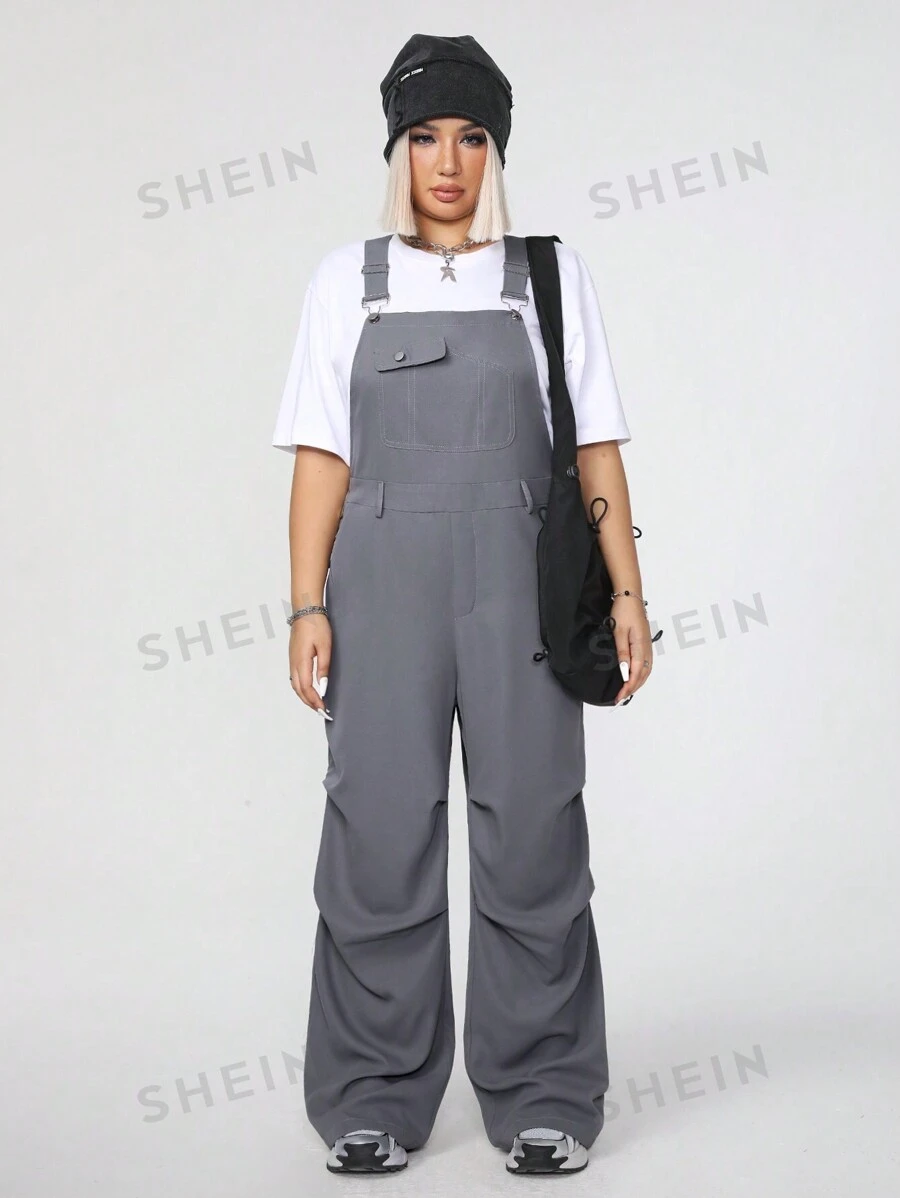 SHEIN Coolane Plus Size Women's 2024 Streetwear Loose Fit Overalls ...