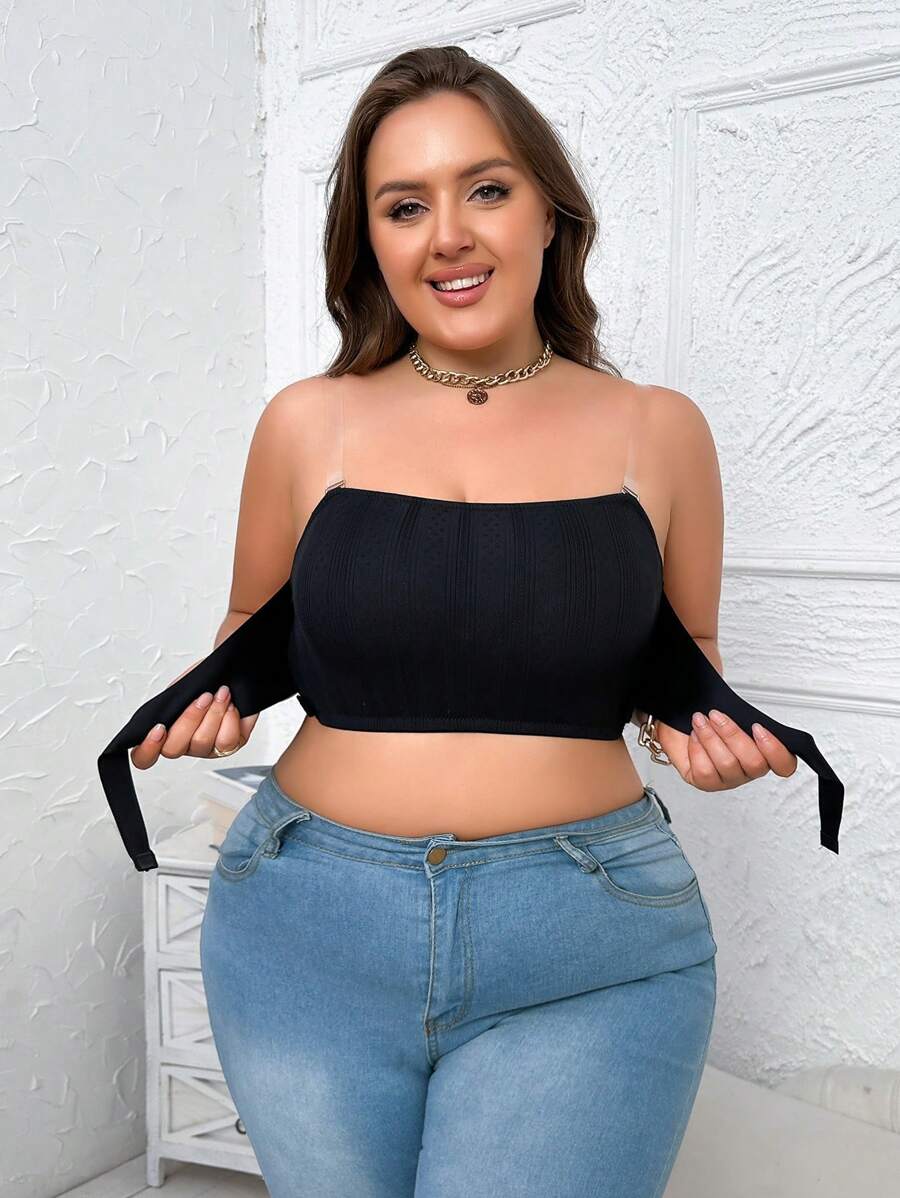 Large Size Solid Color Front Closure Strapless Bra | SHEIN USA