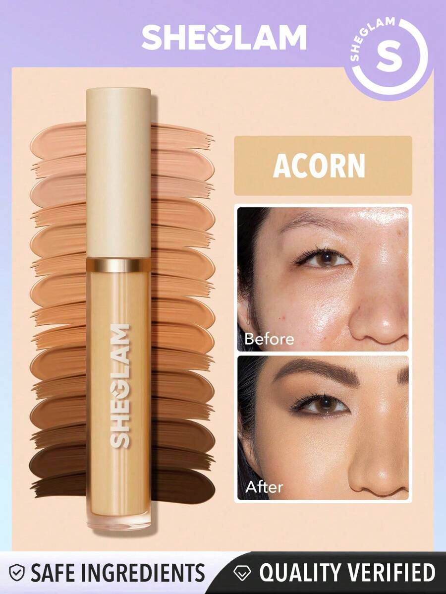 SHEGLAM Like Magic 12Hr Full Coverage Concealer-Acorn Matte Liquid Concealer Long Lasting ...