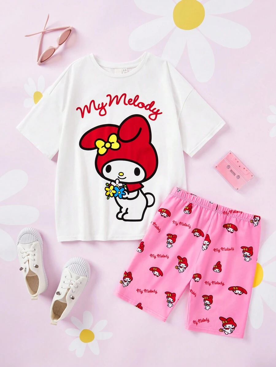 HELLO KITTY AND FRIENDS | SHEIN Tween Girl Cartoon And Letter Graphic ...