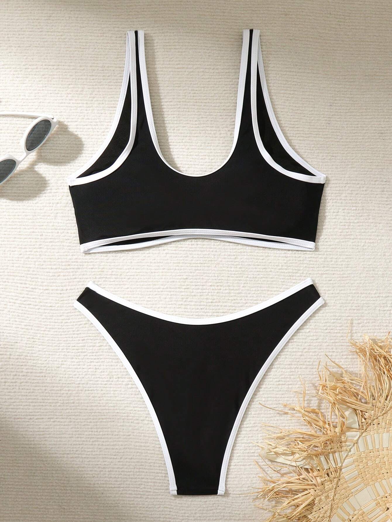 SHEIN Swim Women's Contrast Binding Swimsuit Set | SHEIN UK