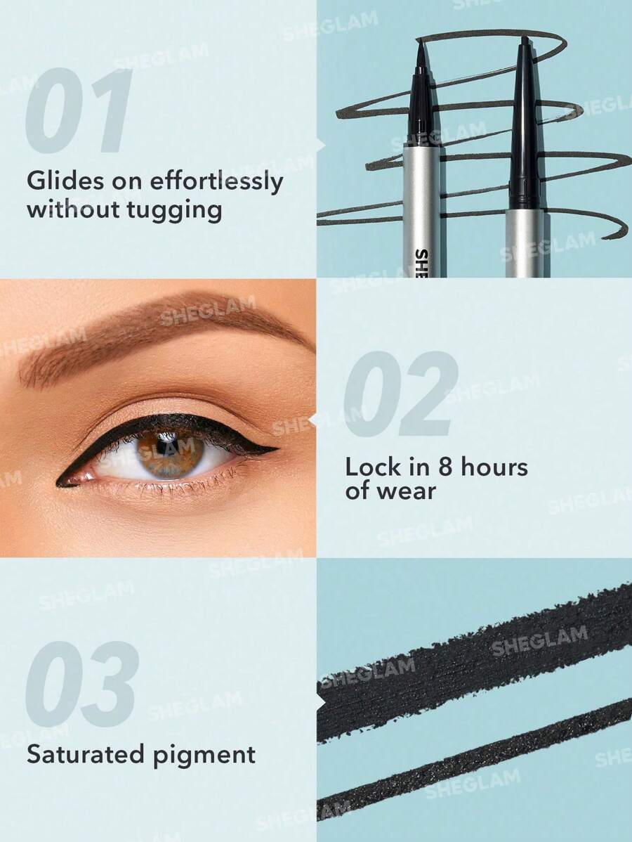 SHEGLAM On-Line Dual Eyeliner-Black Waterproof Double Head Gel Eyeliner ...
