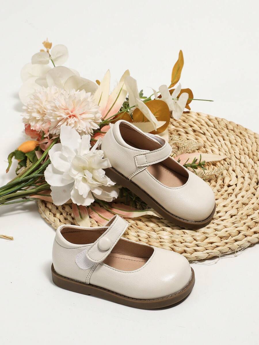 Girls' Leather Shoes For Spring And Summer, Beige Color, Suitable For ...