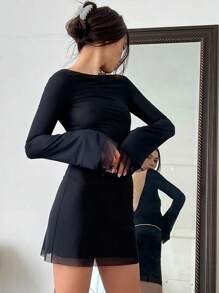 INAWLY Women's Plain Boat Neck Backless Dress | SHEIN USA