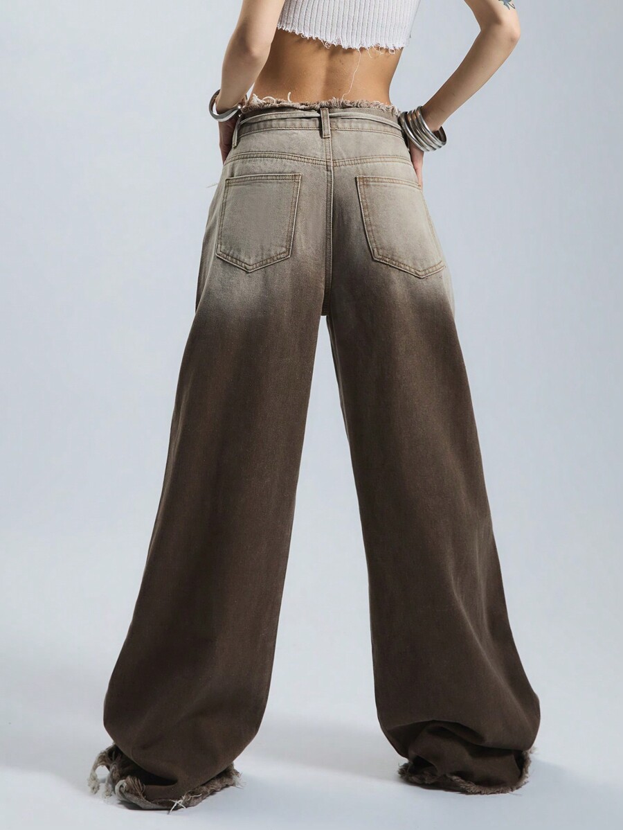 MUSERA Jeans oversize extrême lavage ombré, style streetwear printemps ...