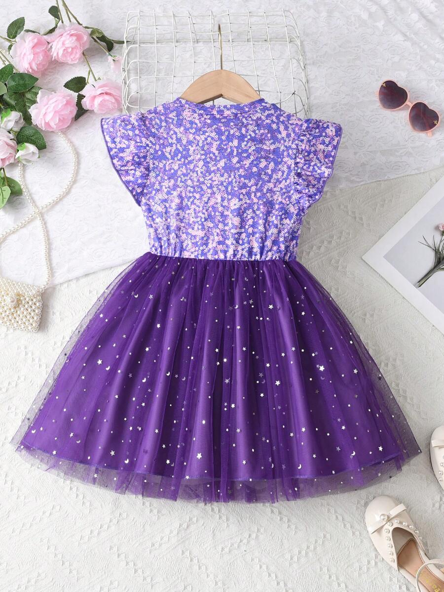 SHEIN Kids HYPEME Young Girl's Gorgeous And Romantic Round Neck Flying ...