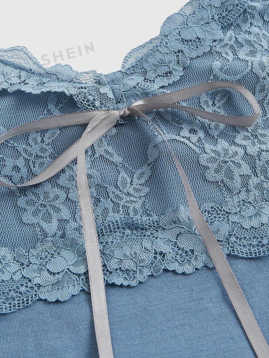 ROMWE Fairycore Mermaid Contrast Lace Cami Top | SHEIN UK