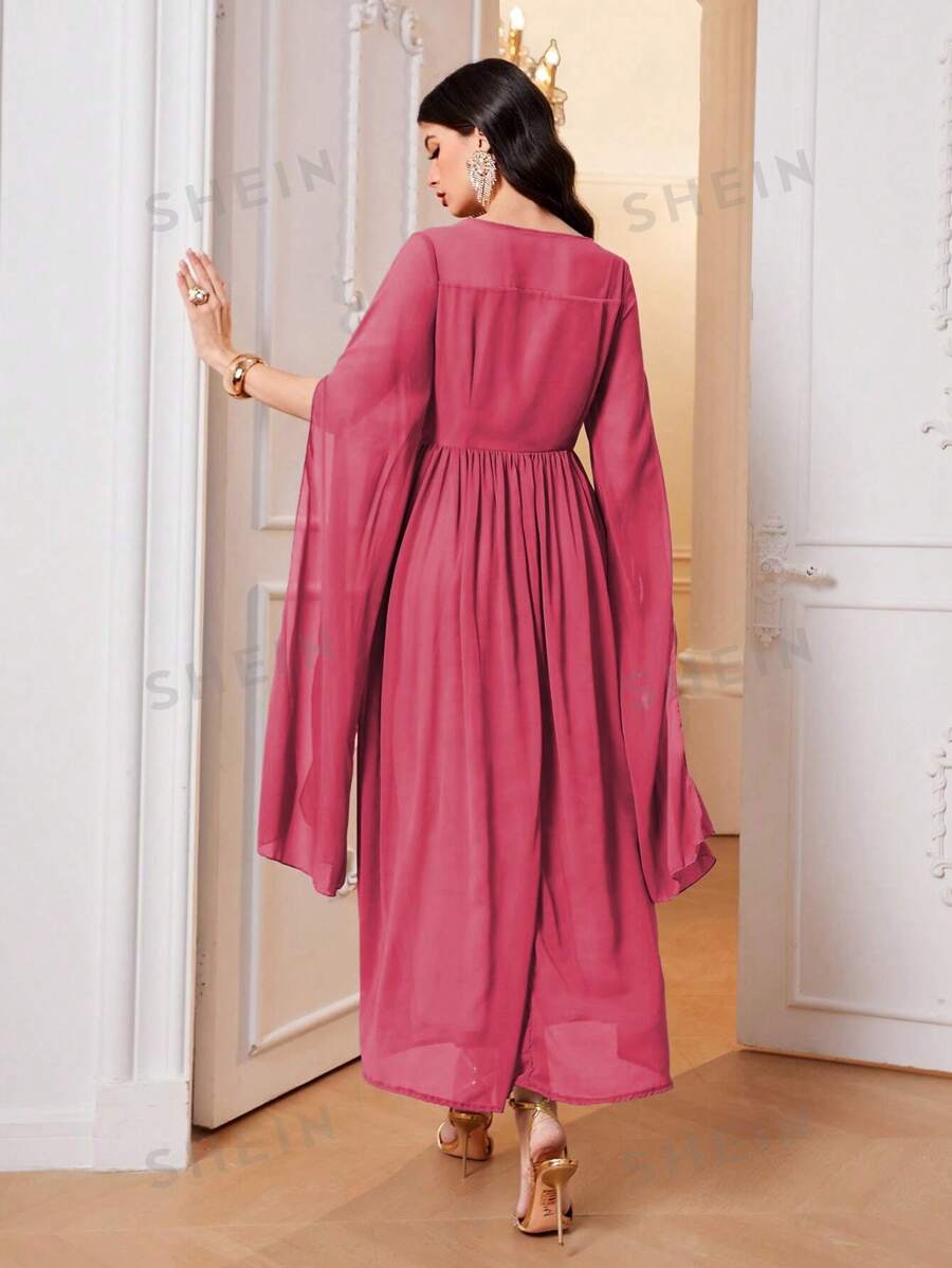 SHEIN Najma Arabisches Kleid mit Glitzer Stickerei Applikation und ...