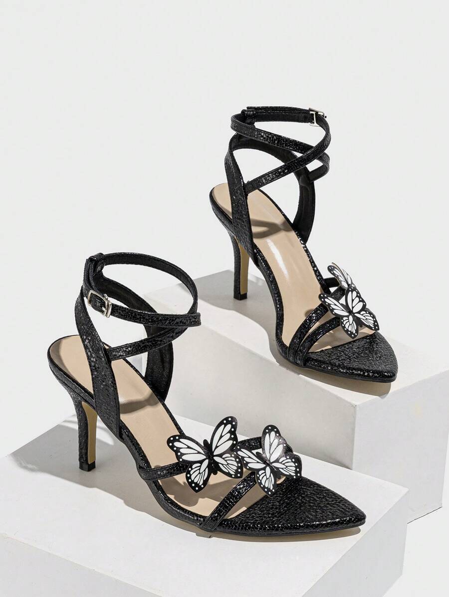 Sandales À Talons Hauts Et Bout Ouvert Pour Femme Avec Motif Papillon ...