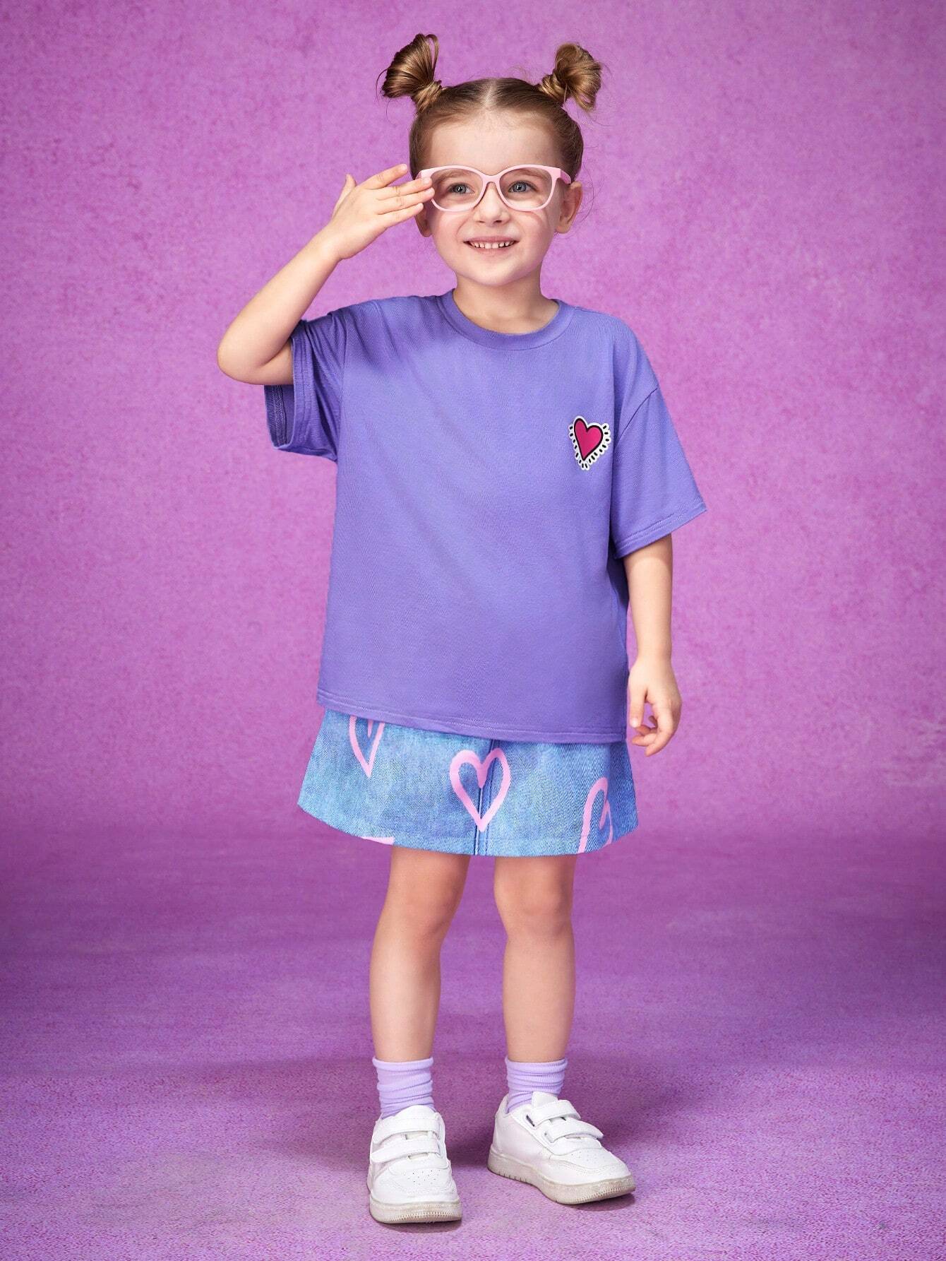 Nick 90s X SHEIN Young Girl Cartoon Little Princess Heart Graphic Tee ...