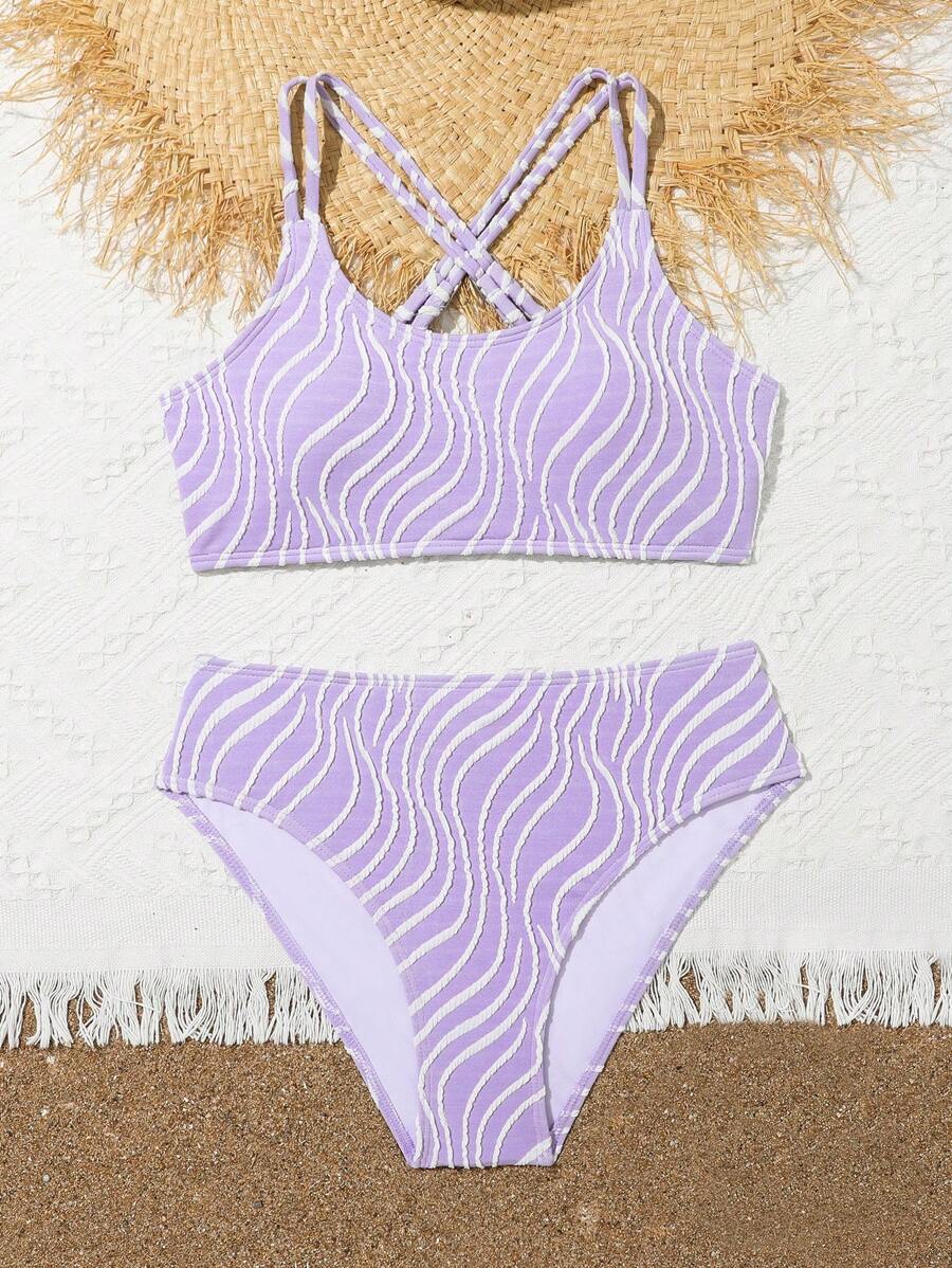 Conjunto de bikini estampado completo para adolescentes, traje de baño ...
