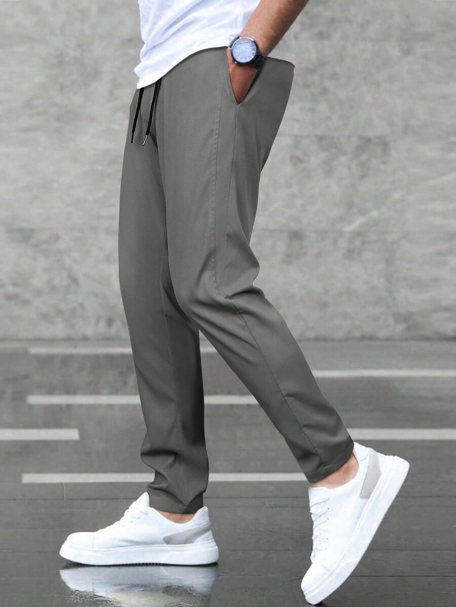 Manfinity Basics Men Solid Drawstring Waist Slant Pocket Pants Shein Usa