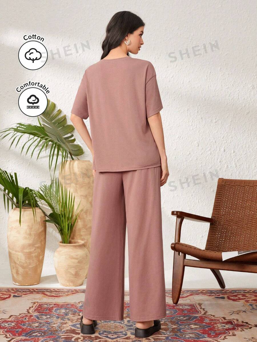 SHEIN Mulvari Conjunto Flojo Para Mujer De 2 Piezas Con Estampado De ...