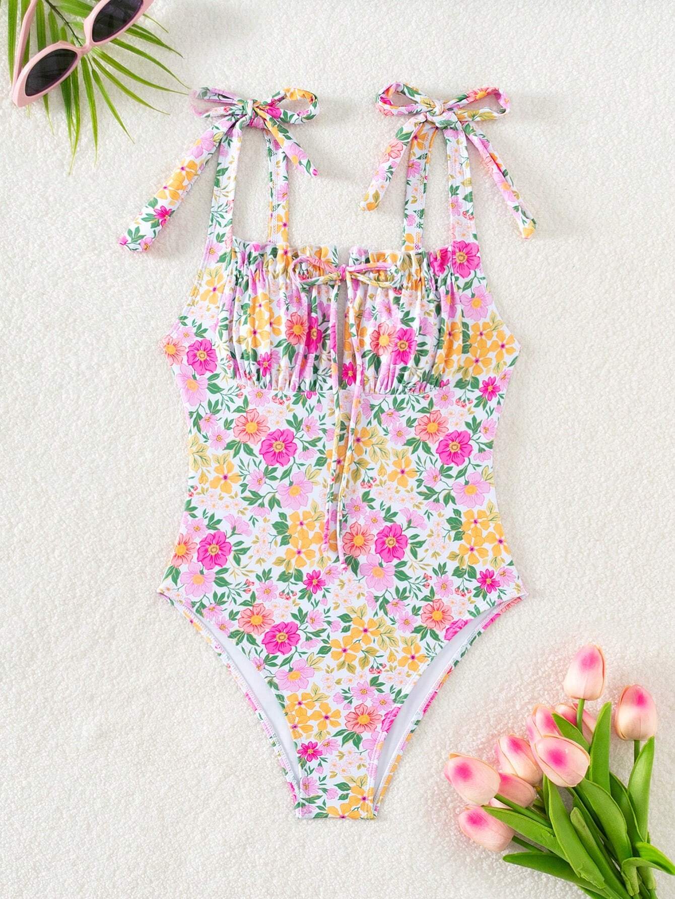 SHEIN Swim Mod Women's One-Piece Swimsuit With Small Floral Print And ...