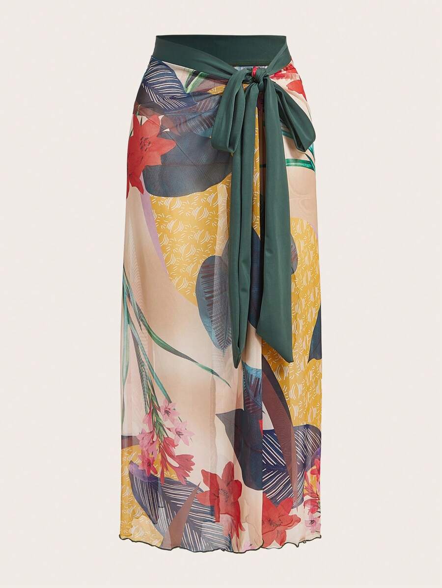 SHEIN Swim Oasis Summer Beach Plus Size Floral Print V Neck One-Piece ...