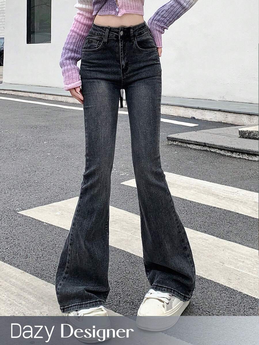 Dazy Designer Women's Flared Jeans With Pockets | SHEIN USA
