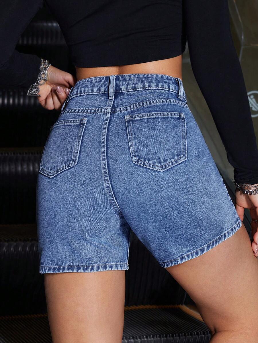 SHEIN EZwear Women's Denim Shorts With Pockets | SHEIN USA