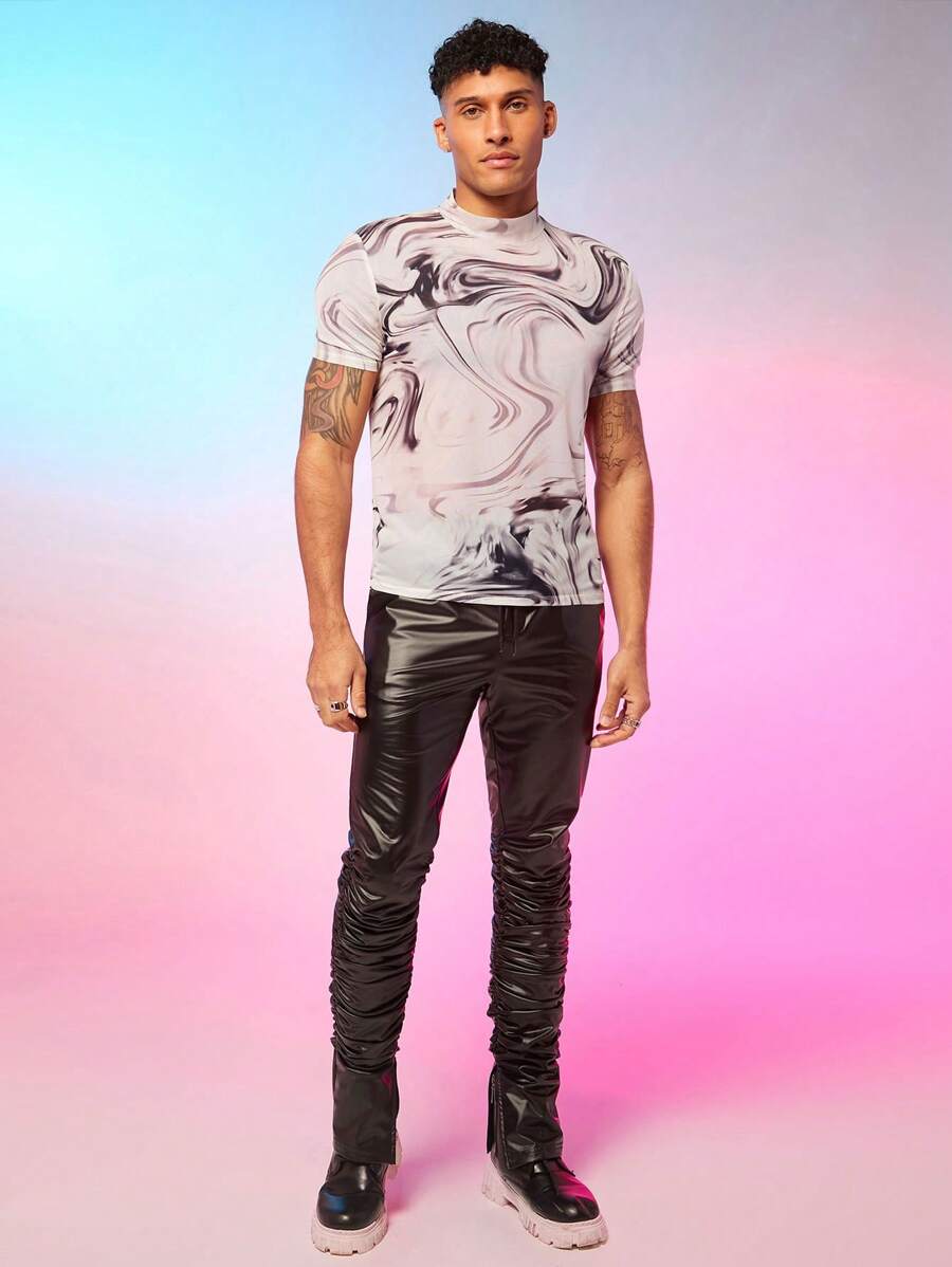 FeverCity Men's Short Sleeve T-Shirt With Water Ripple Print | SHEIN UK