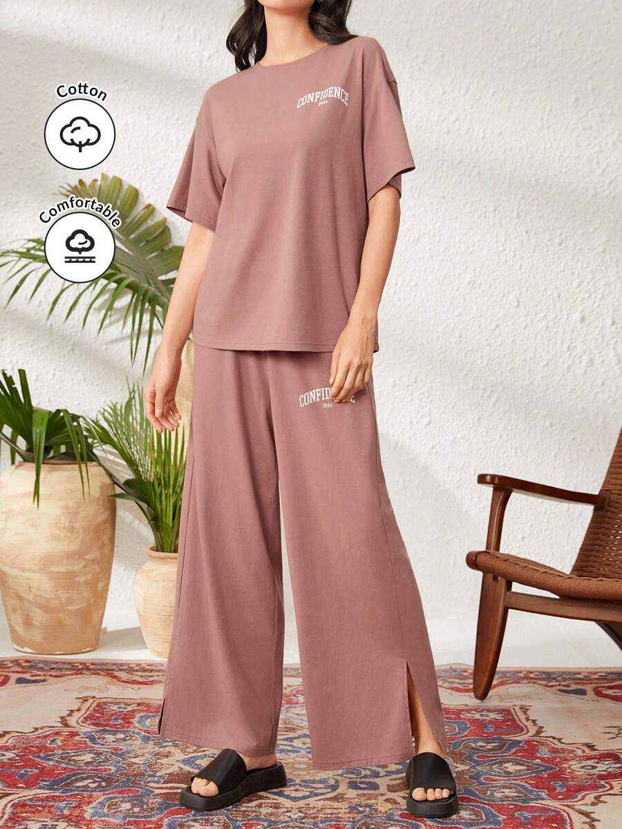 SHEIN Mulvari Conjunto Flojo Para Mujer De 2 Piezas Con Estampado De ...