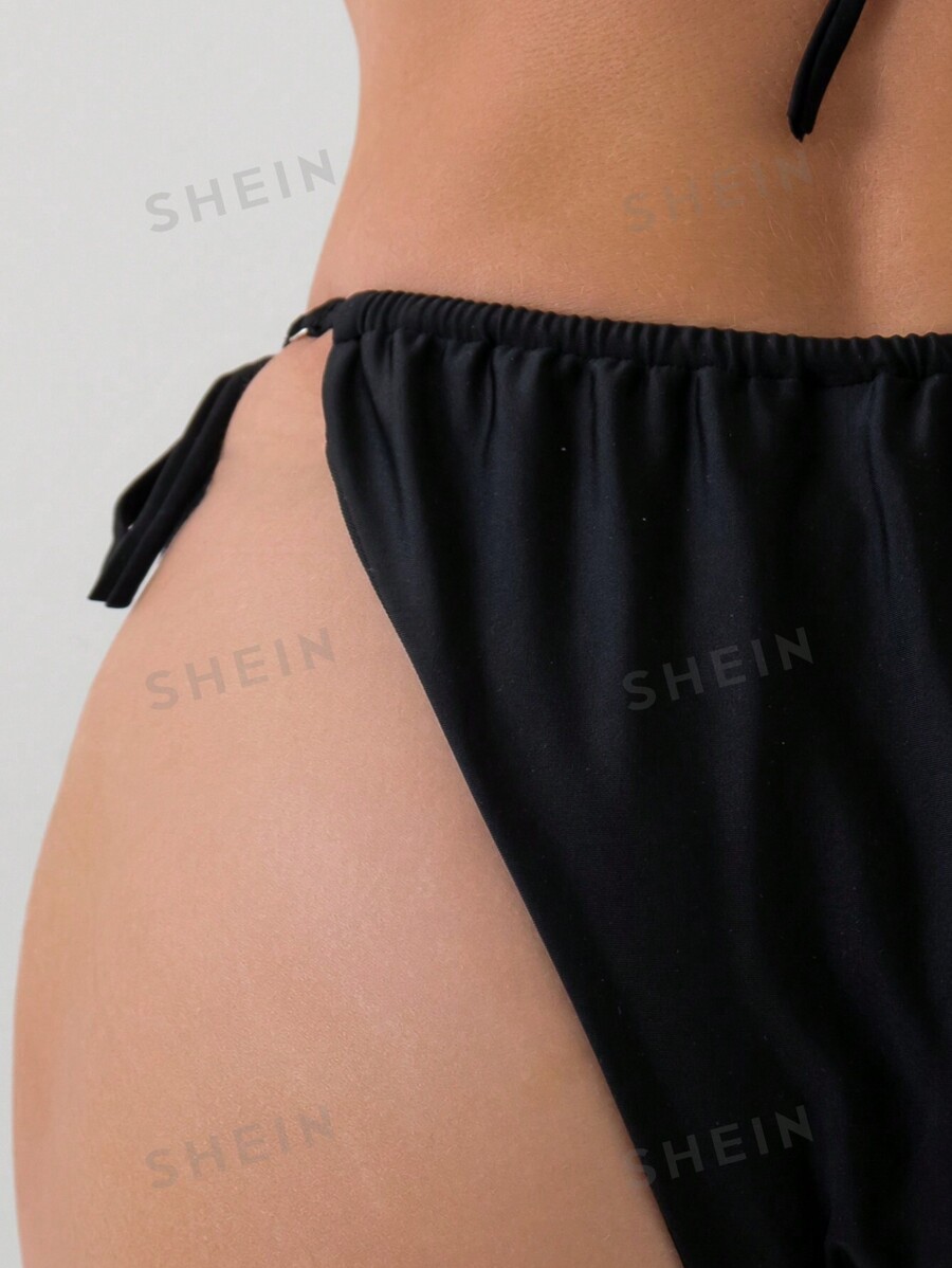 SHEIN Swim Sexy Laccio Thong Bikini Nero Inferiore Per Donne Estate, Spiaggia, Nuoto | SHEIN ITALIA