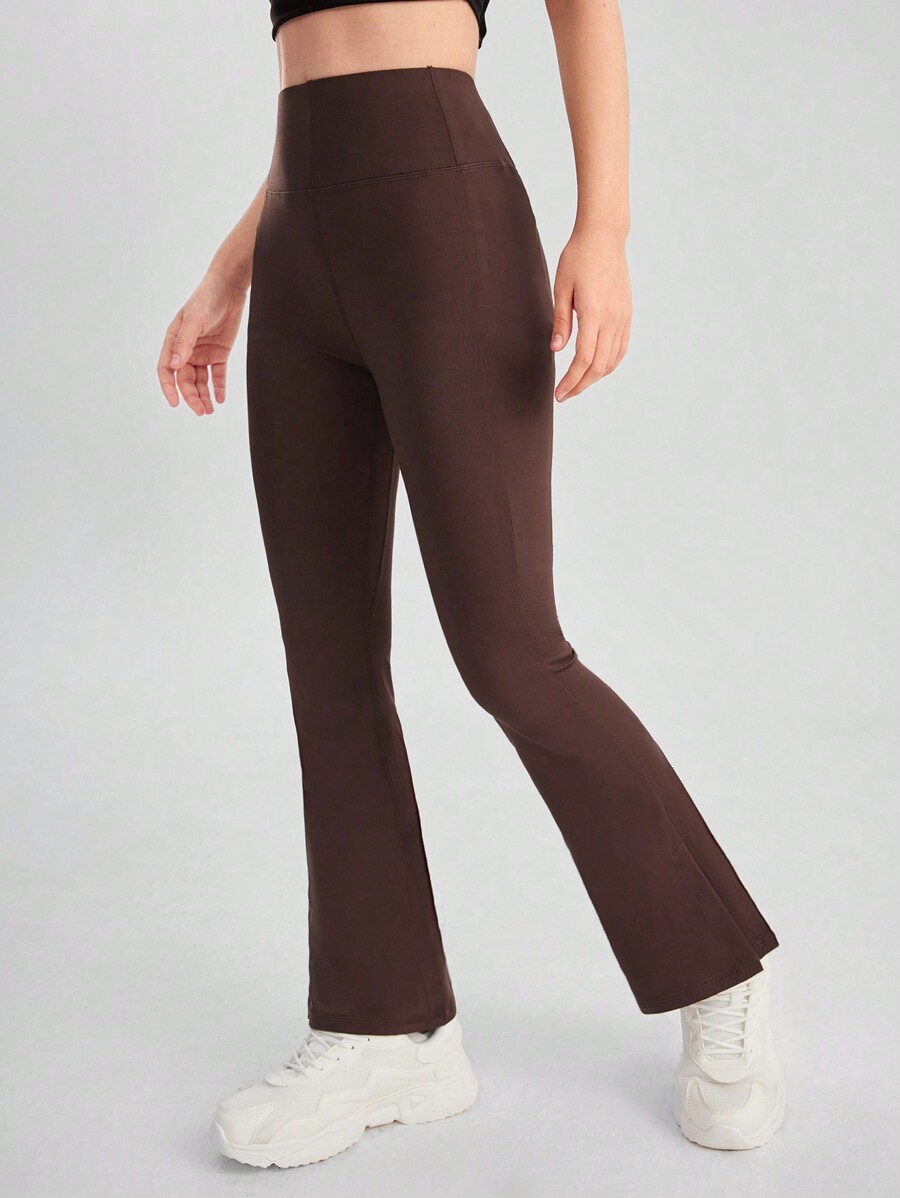 Teen Girls' Yoga Pants With Flared Hem And Hula Hoop Design | SHEIN UK