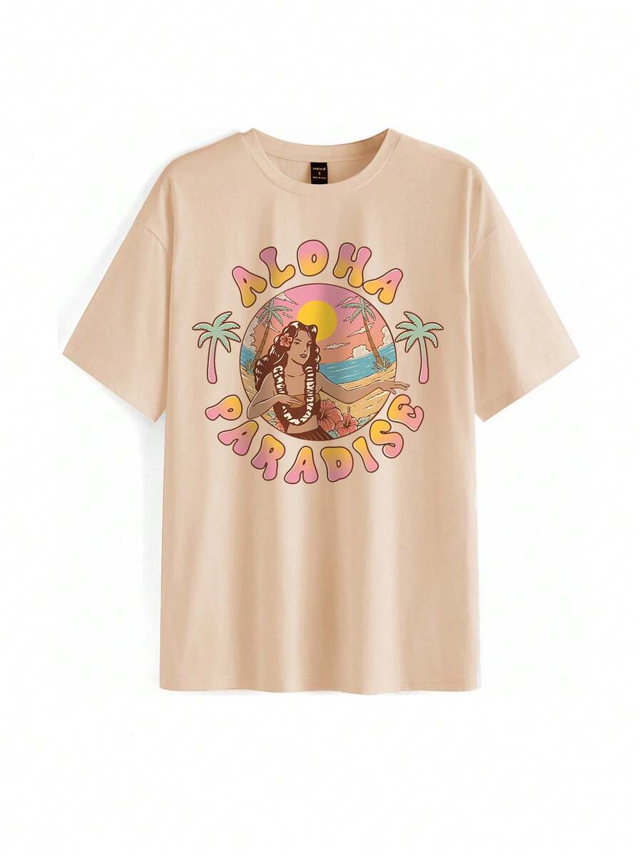 Bat Sada Loose Fit Long Round Neck T-Shirt, Printed With Characters ...