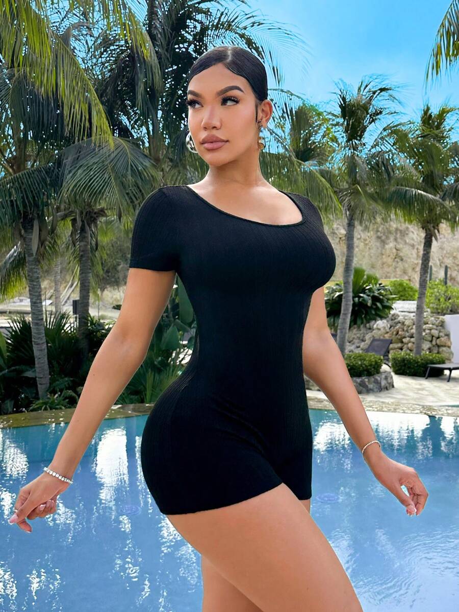 Shein Sxy Womens Short Sleeve Backless Tie Unitards Shein Usa
