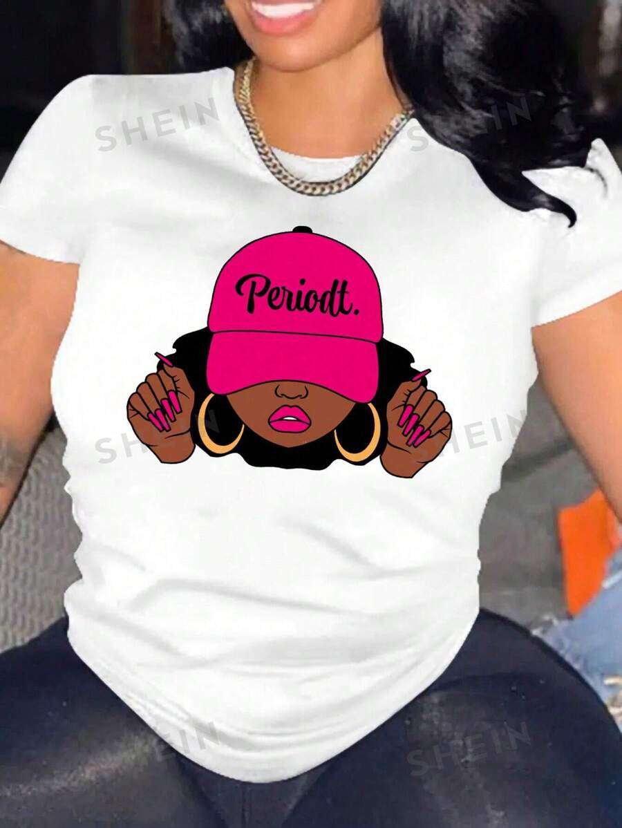 SHEIN Slayr Plus Size Women's Cartoon Character Printed Short Sleeve T ...