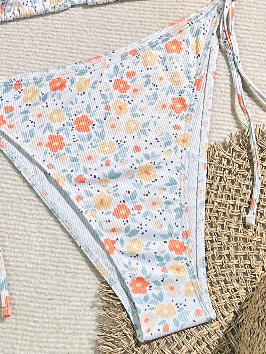 SHEIN Maternity Halter Neck Floral Print Bikini Set, String Beach ...