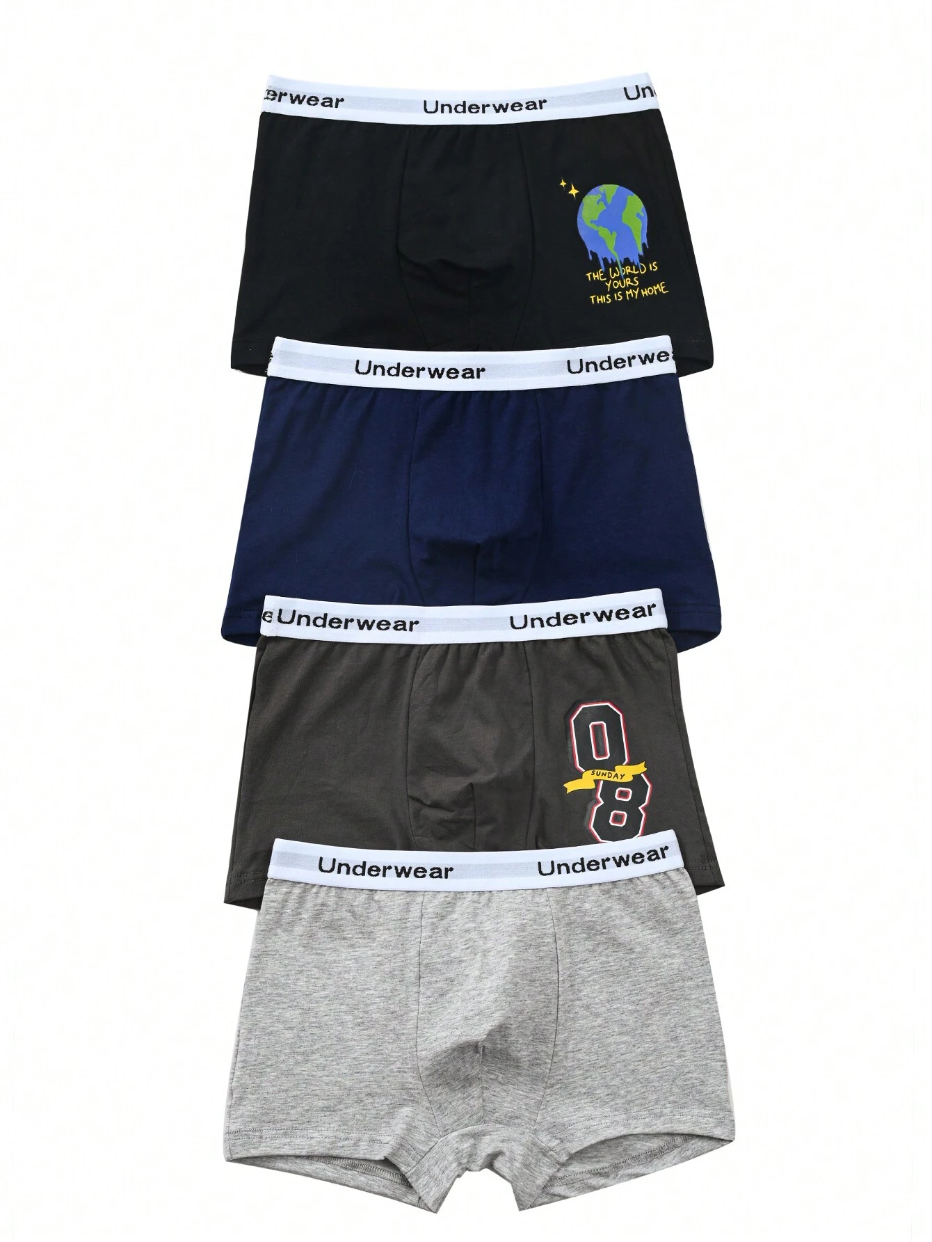 Tween Boys' Fun & Cool Earth Digit Print Color Block Waistband Boxer ...