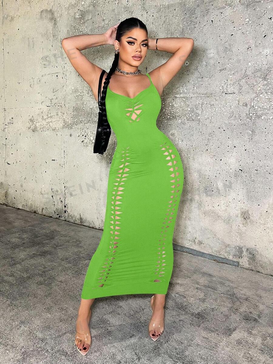 SHEIN SXY Women's Hollow Out Spaghetti Strap Dress, Birthday Outfit ...