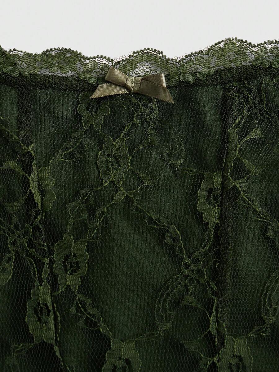 ROMWE Fairycore Contrast Lace Cold Shoulder Dress | SHEIN UK