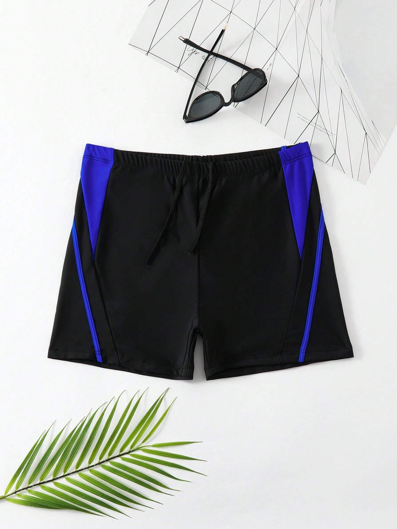 Men's Color Block Splicing Square Leg Swim Trunks | SHEIN USA