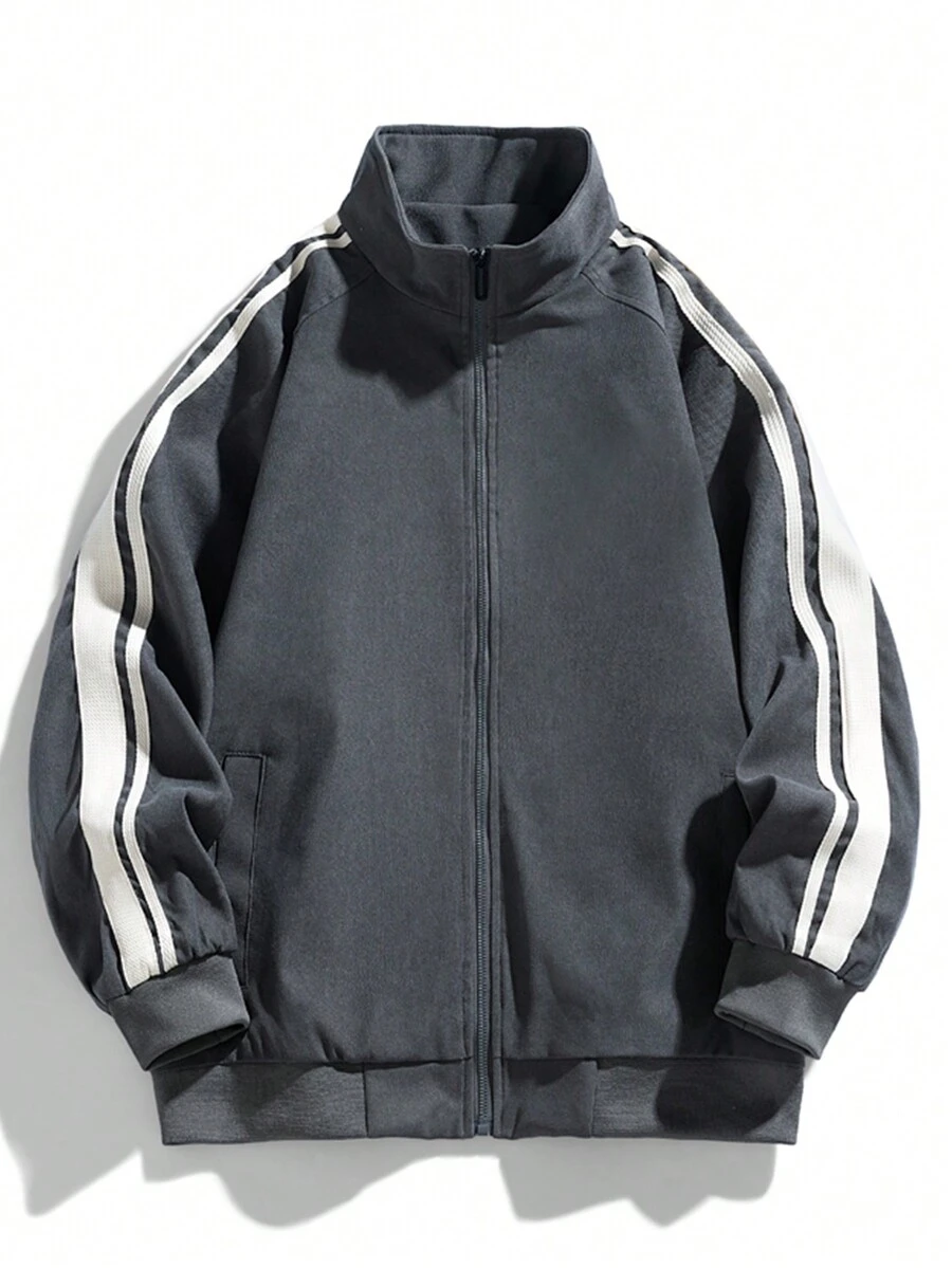 Men's Simple Stand Collar Colorblock Jacket | SHEIN USA