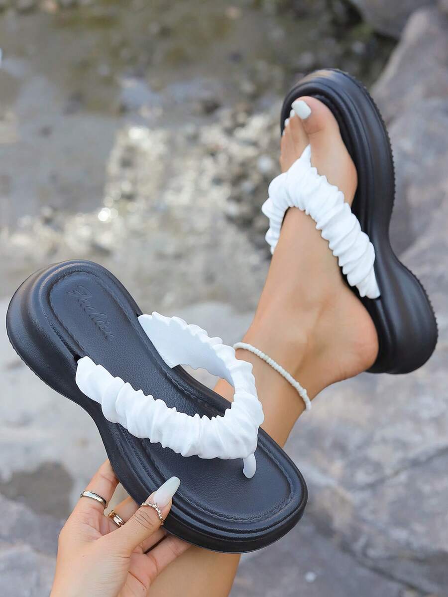 Women's Thick Bottom Eva Casual Flip Flops With Solid Color And Soft ...