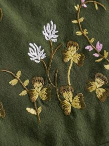 ROMWE Fairycore Floral Embroidery Ruffle Hem Belted Dress | SHEIN USA